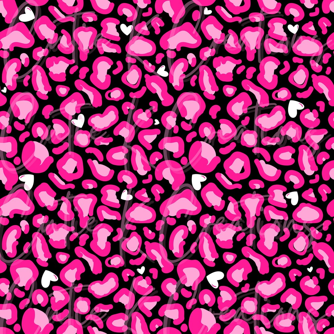 Pink and Black Cheetah Leopard Valentines Seamless File Digital Design ...