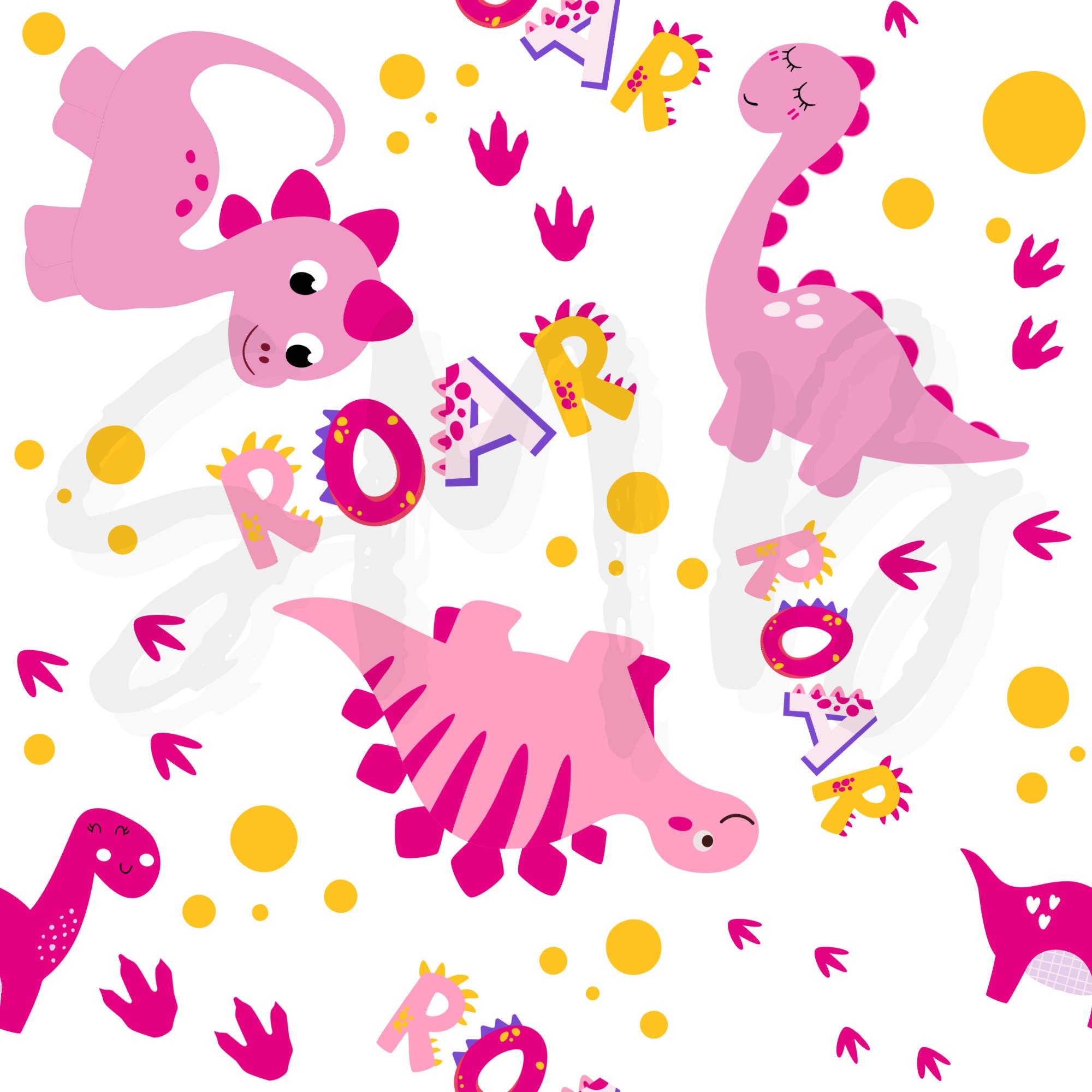 Pink Dinosaur Seamless Digital File - Etsy