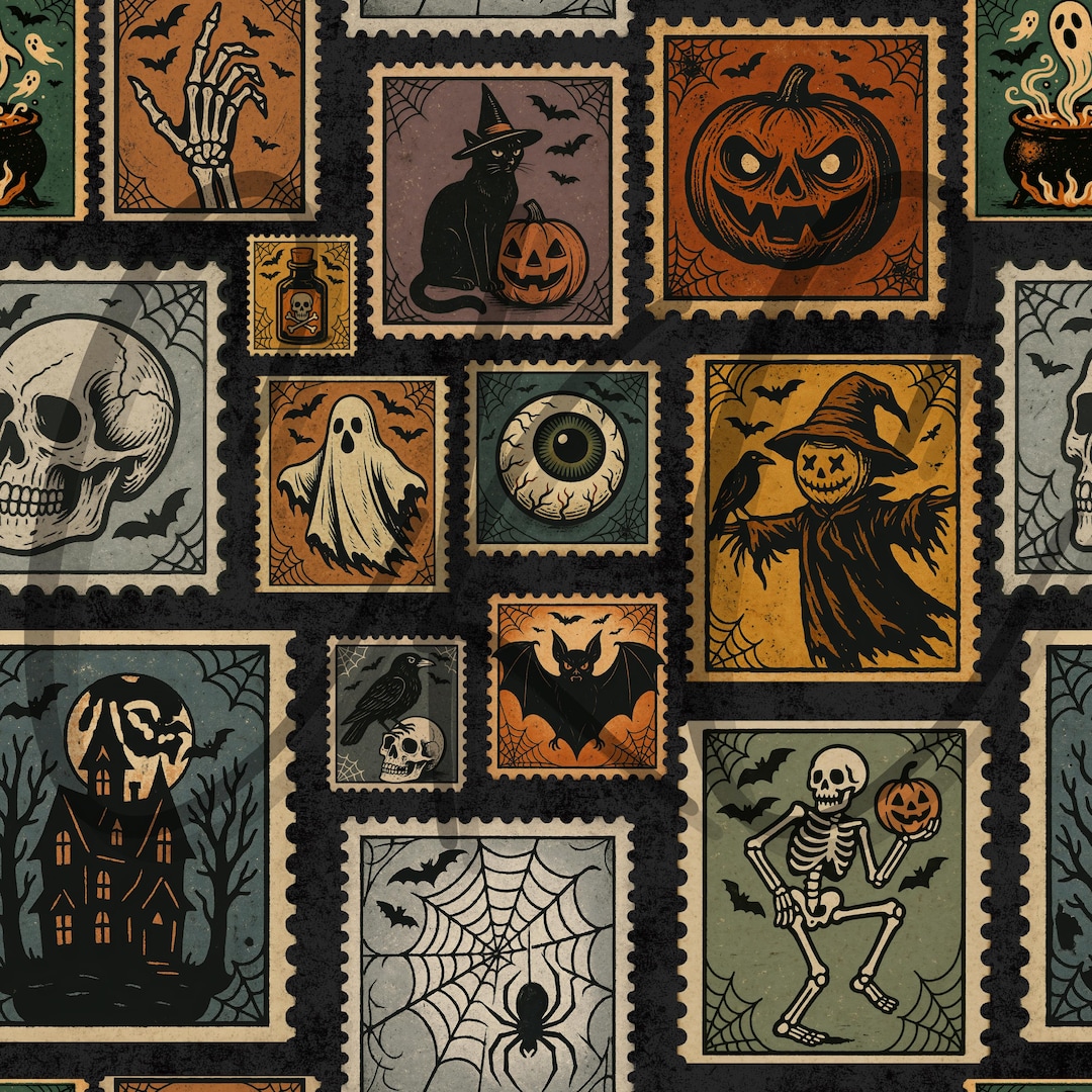 Spooky Horror Halloween Stamps Seamless File - Etsy