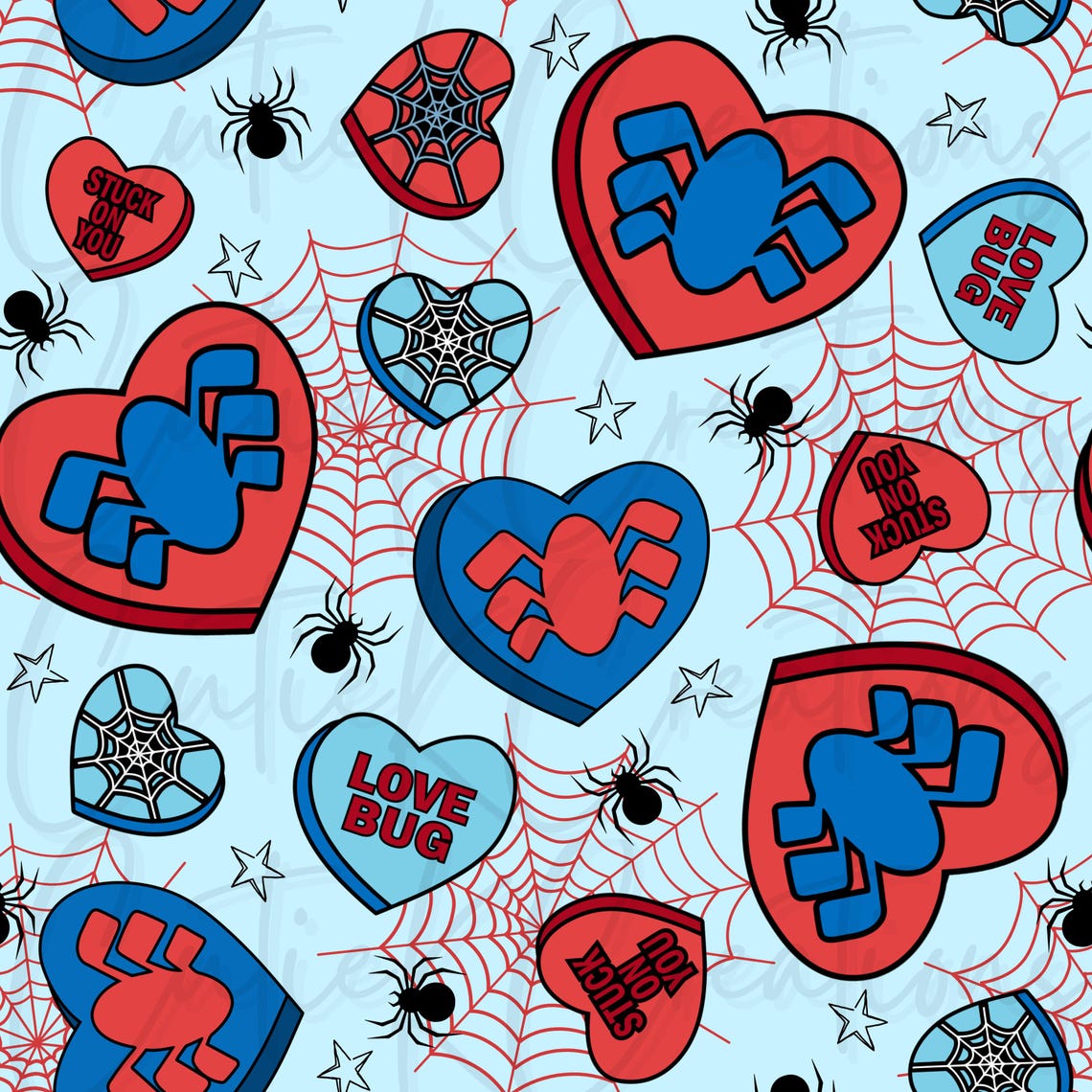 Spider Valentines Seamless File - Etsy