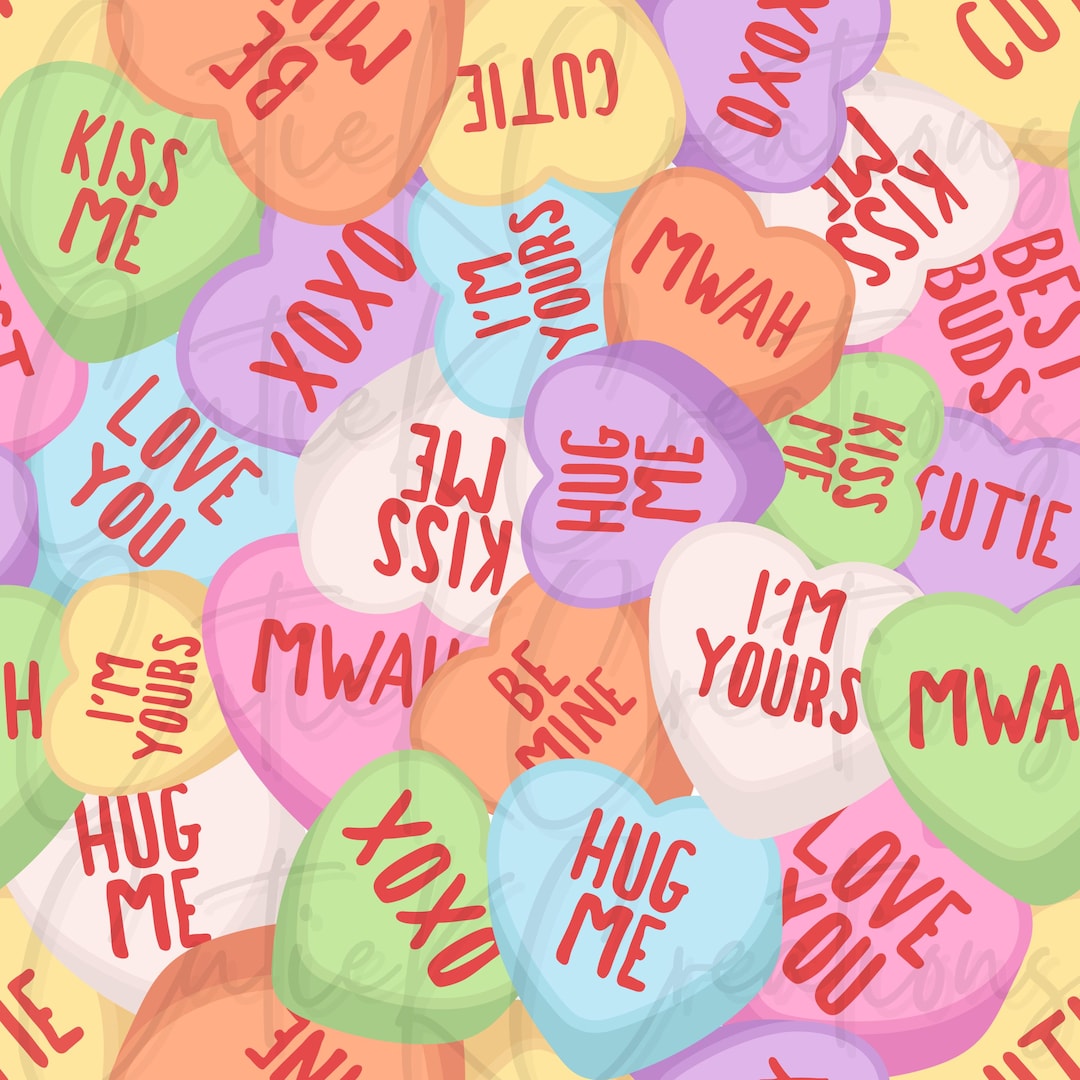 Valentines Day Conversation Heart Candies Seamless File - Etsy