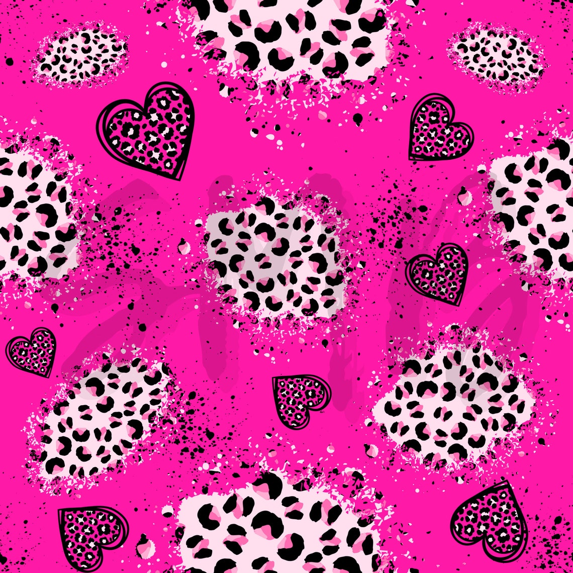Hot Pink Cheetah Hearts Seamless File - Etsy