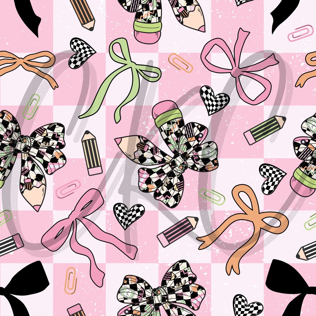 Retro Girly Back to School Coquette Bow Seamless File - Etsy