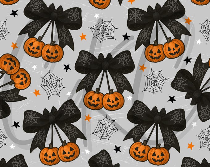 Cute Ghosts, Pumpkins, Spiderwebs, Bows | Halloween | Seamless Patterns ...