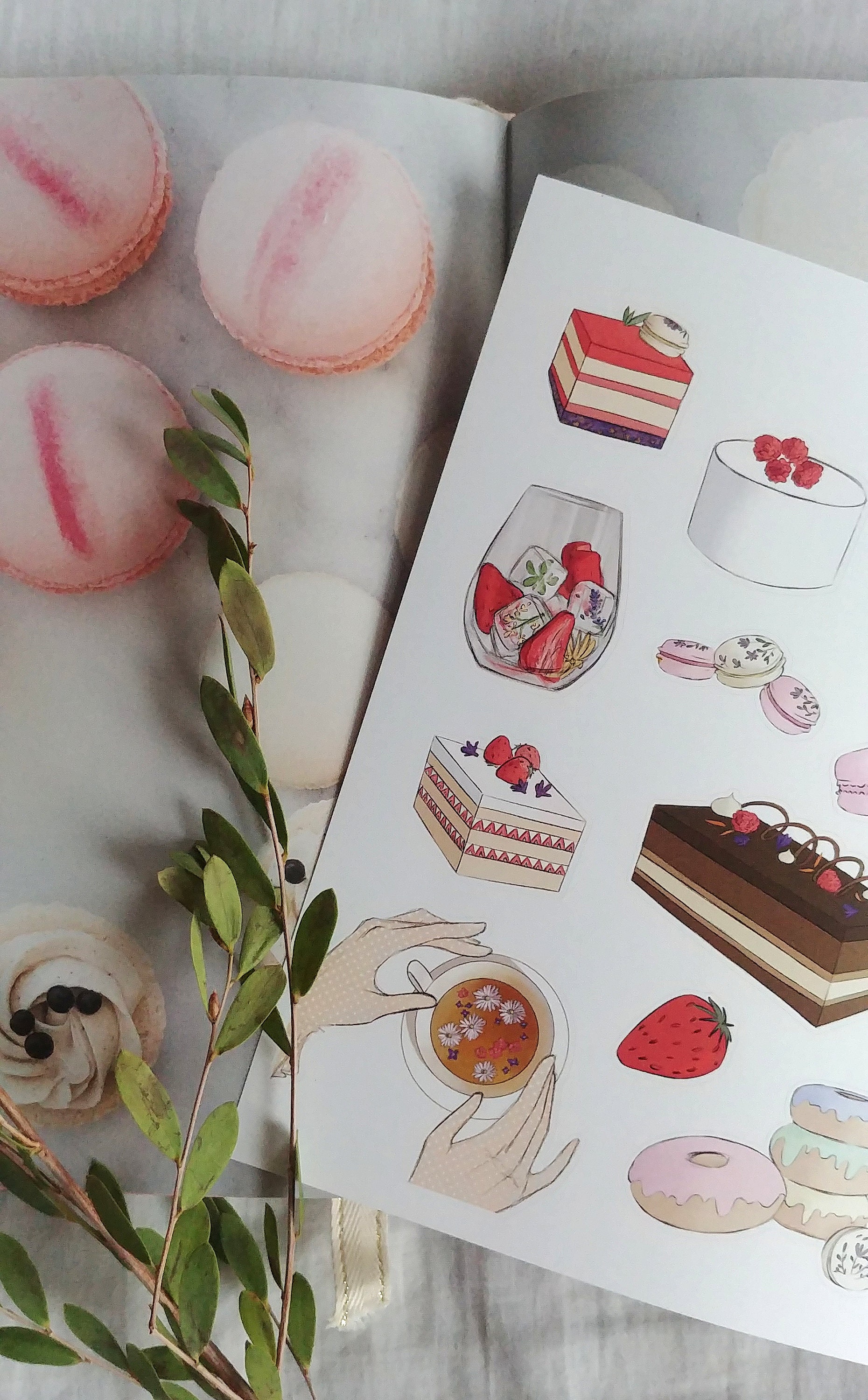 Illustrated Aesthetic Sticker Sheets, 3 Different Designs illustrated ...