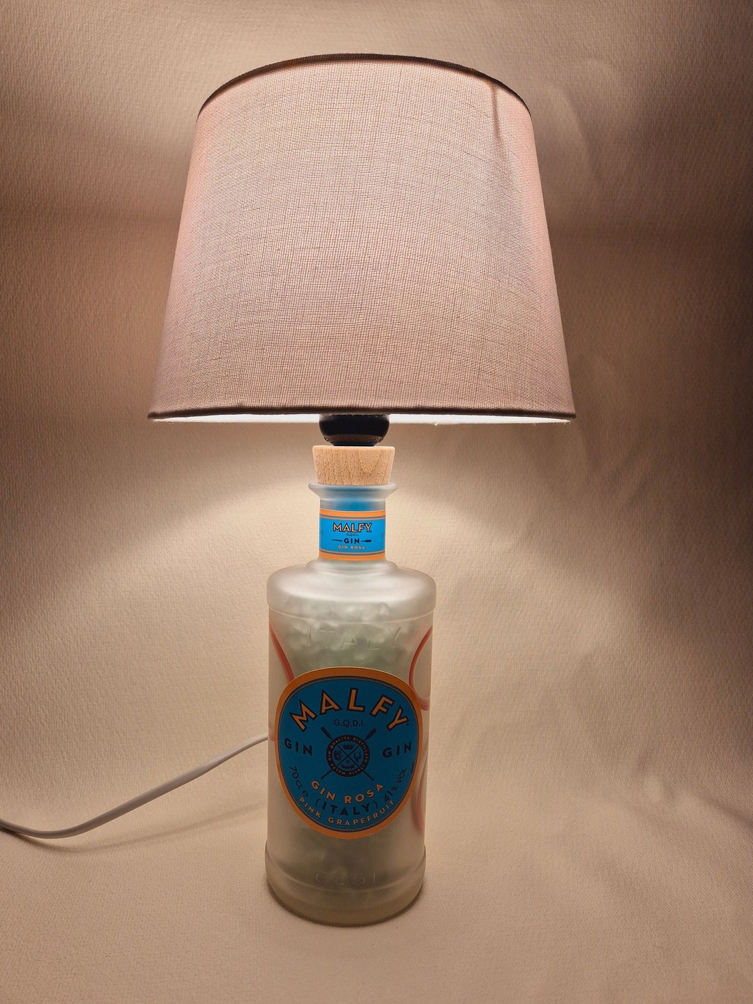 Malfy Gin Pink Lamp, Malfy Gin Table Lamp, Malfy Gin Gift, Upcycling ...