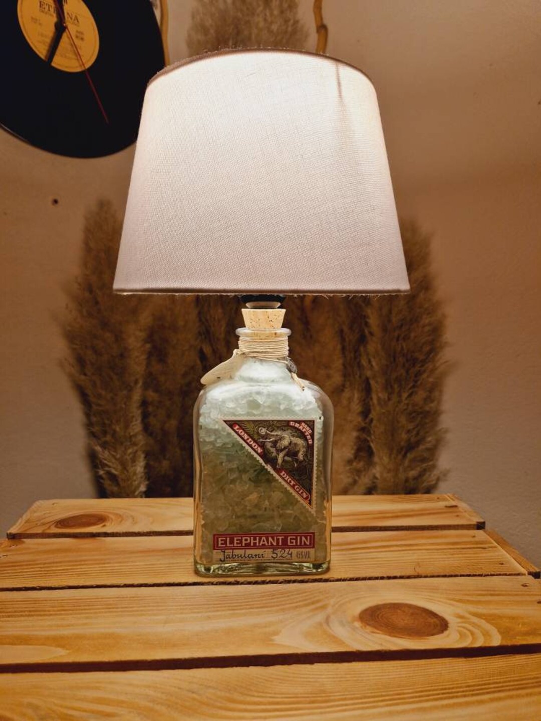 Elephant Gin London Dry Gin Lamp Bottle Lamp Gift Upcycling Table Lamp ...