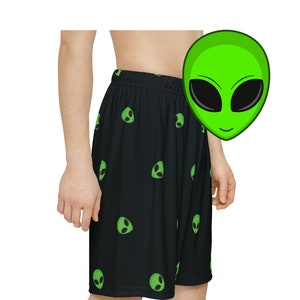 Men's Alien Shorts Alien Face Green & Black Shorts - Etsy