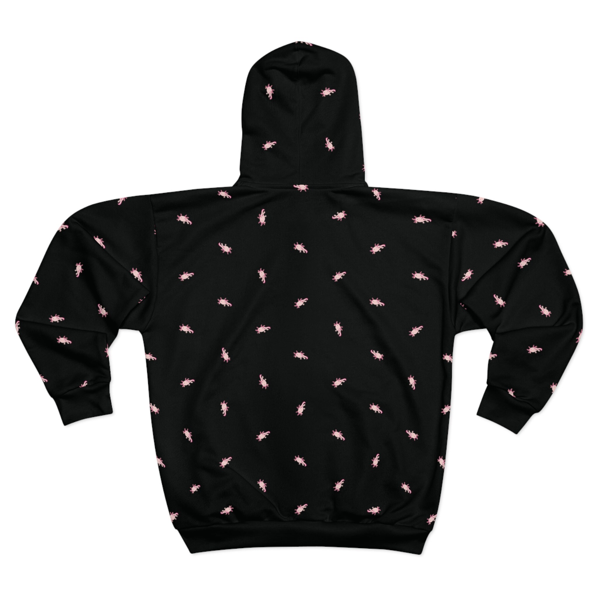 Axolotl Zip Hoodie Pink & Black Hoodie Women's Axolotl Hoodie Long ...