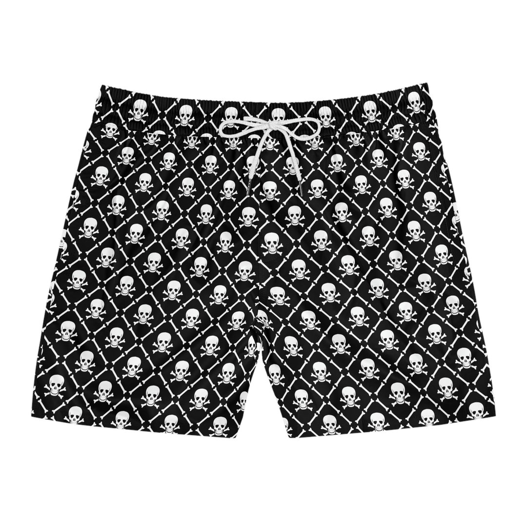 Skull And Bones Swim Trunks Gothic Emo Swim Trunks Halloween Etsy