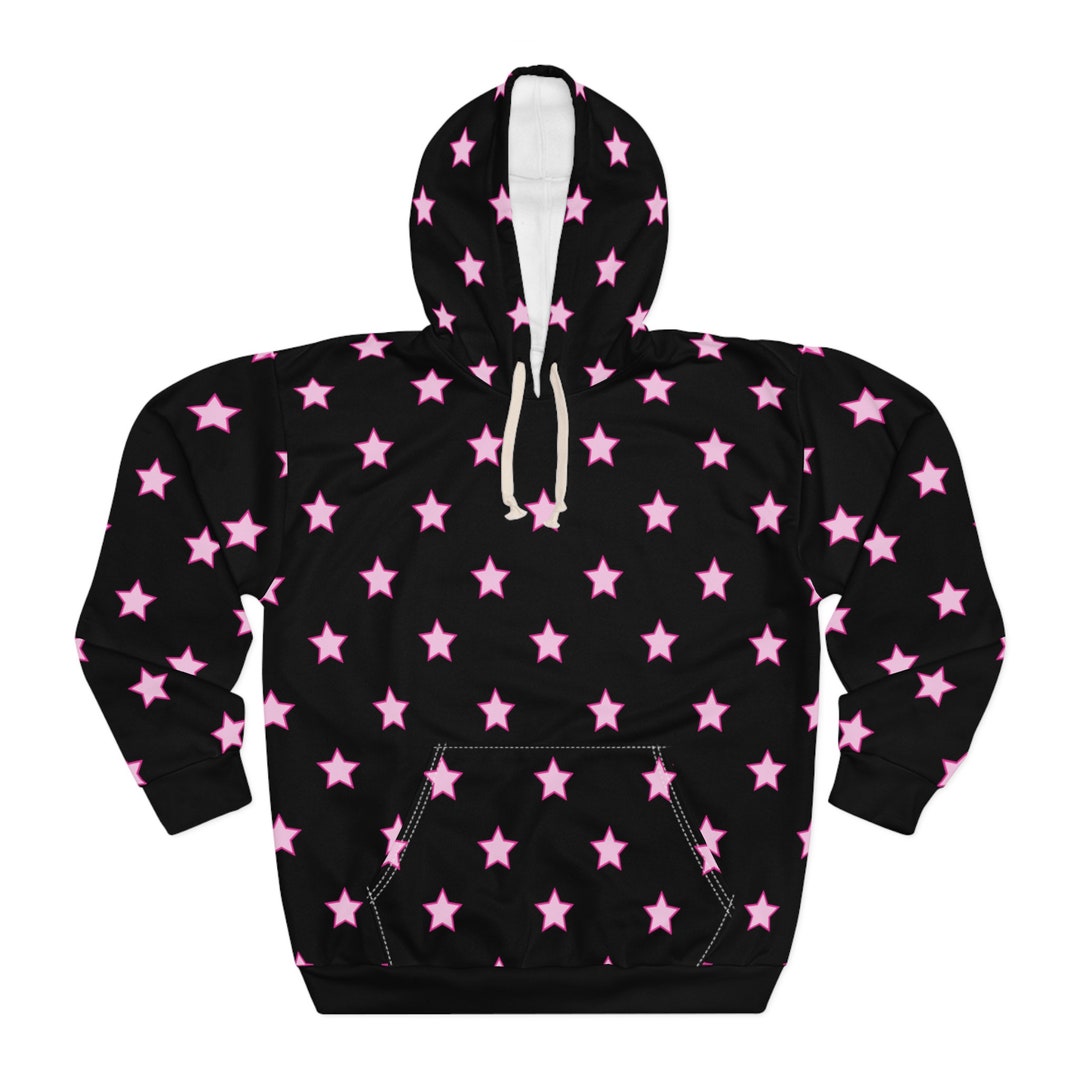 Pink Stars Hoodie Black & Pink Stars Hoodie Cute Women's Star Hoodie ...