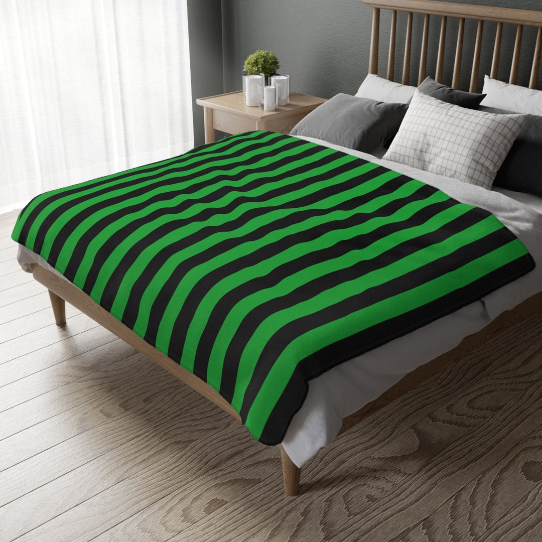 Green & Black Striped Blanket Gothic Throw Blanket Emo Punk Bedding ...