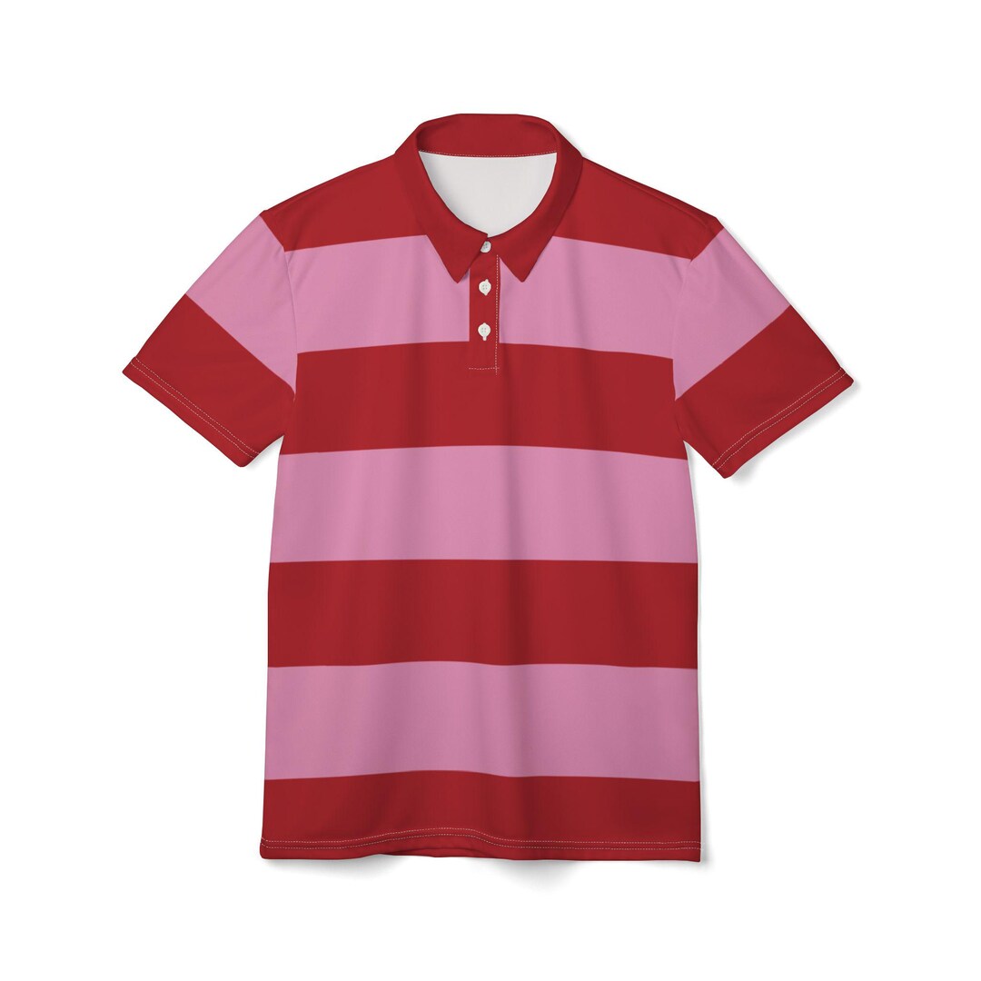 Pink & Red Striped Polo Shirt: Retro Valentine's Day Style - Etsy