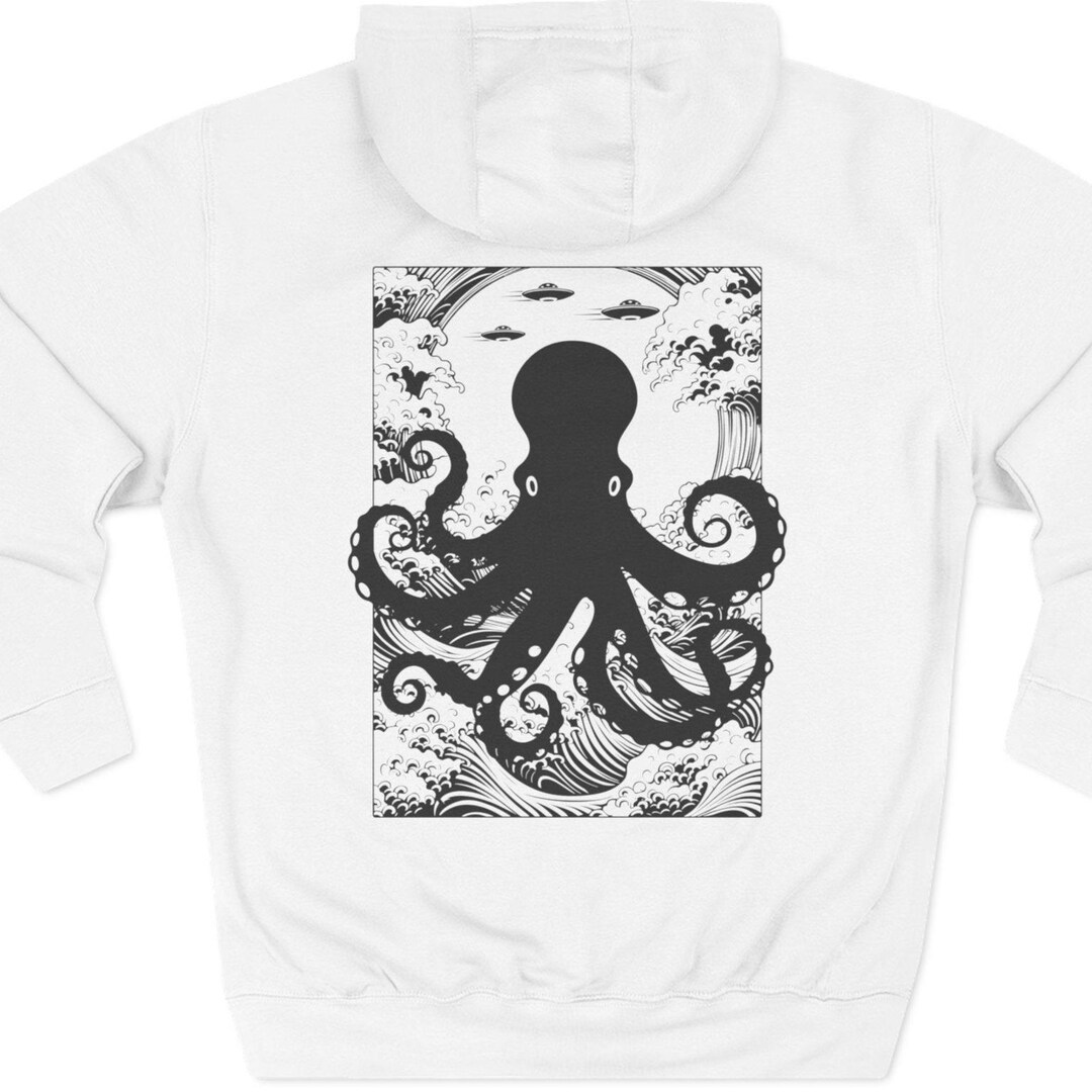 Octopus Alien Spaceship Graphic Hoodie - Cotton Blend - Etsy