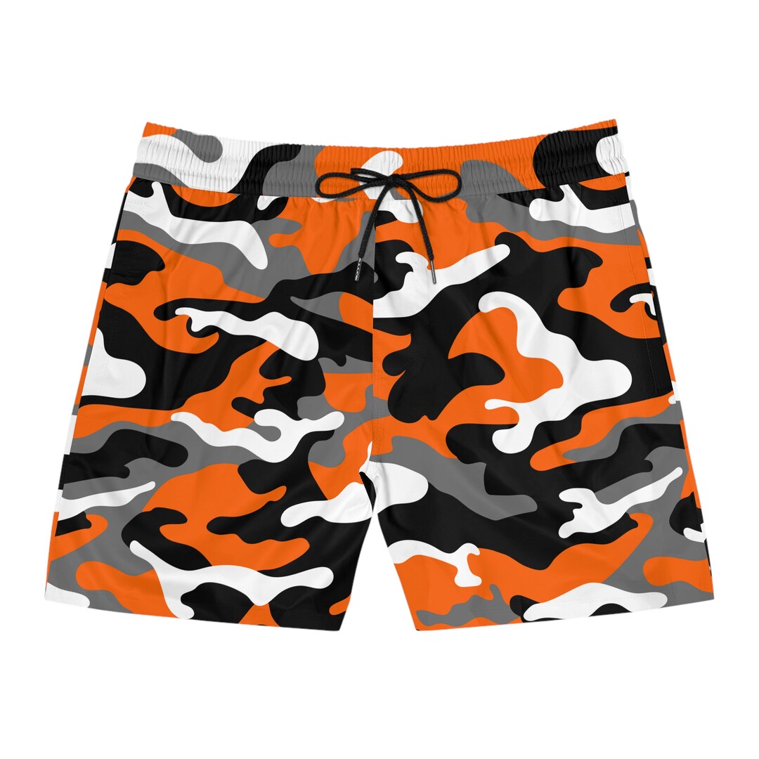Orange Camo Swim Trunks Cincinnati Swim Shorts Football Fan Swim Trunks ...