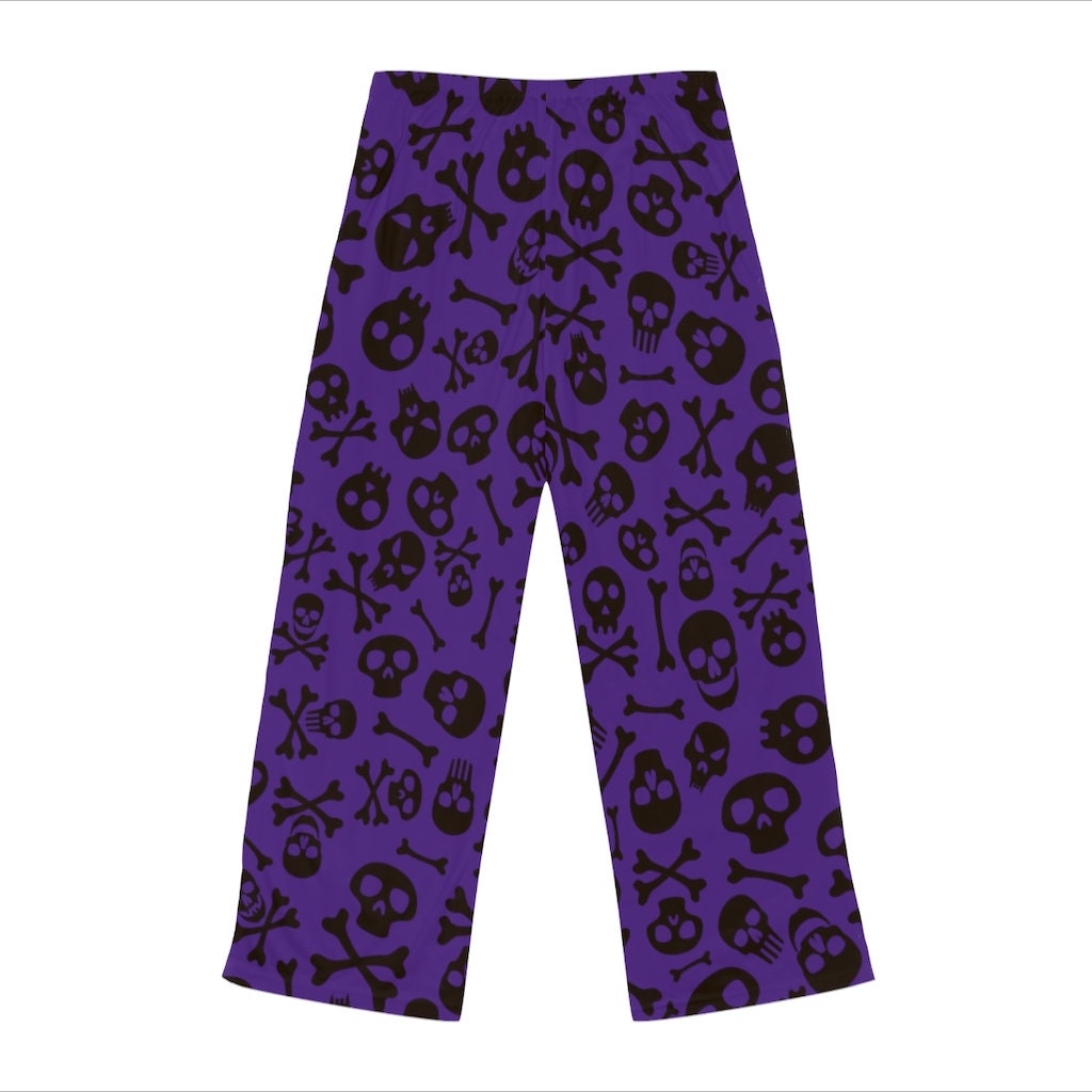 Skull & Bones PJ Pants Gothic Pajama Pants Purple and Black PJ Bottoms ...