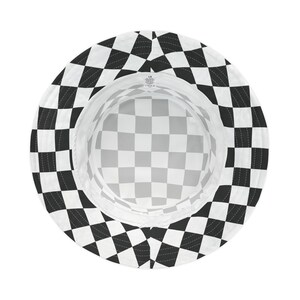 Checkerboard Bucket Hat AOP Hat With Design Black & White Bucket Hat ...