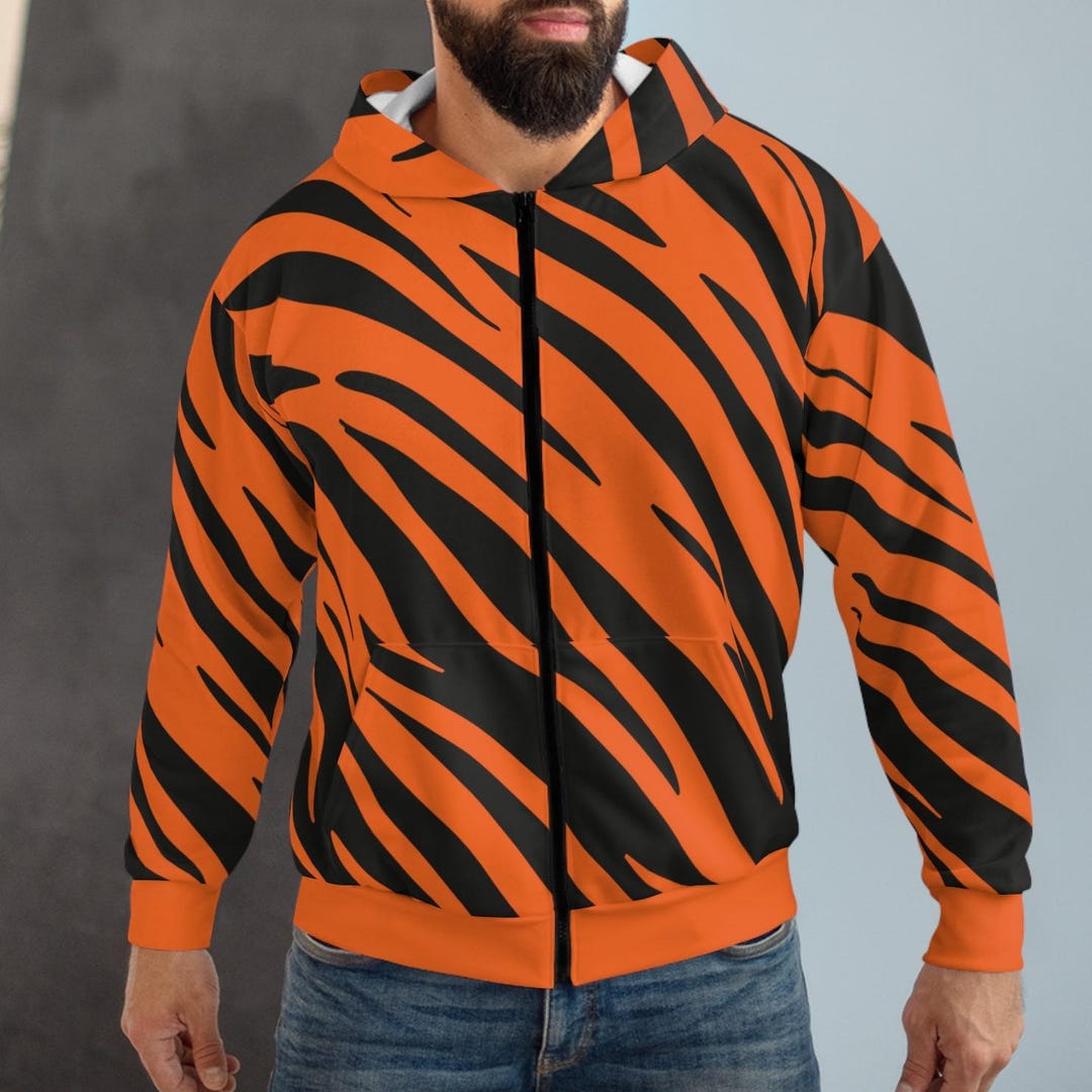 Bengal Tiger Striped Zip Hoodie: Orange & Black Jacket - Etsy