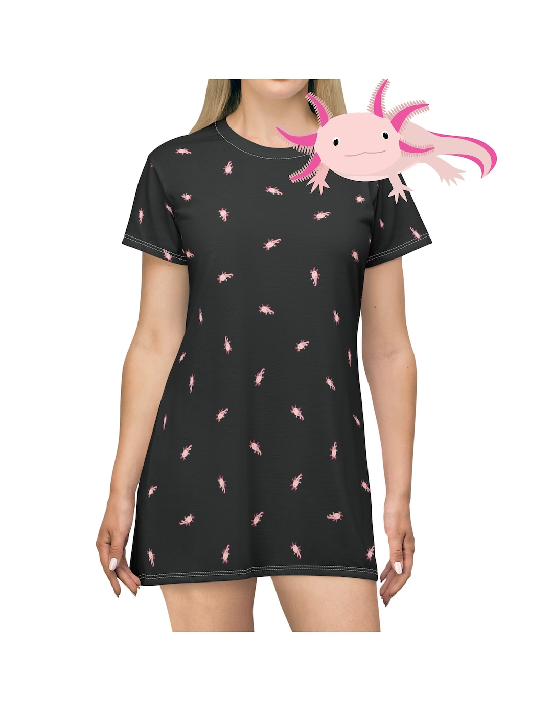 Axolotl Dress Black & Pink Dress Axolotl Short Sleeve Axolotl T-shirt ...