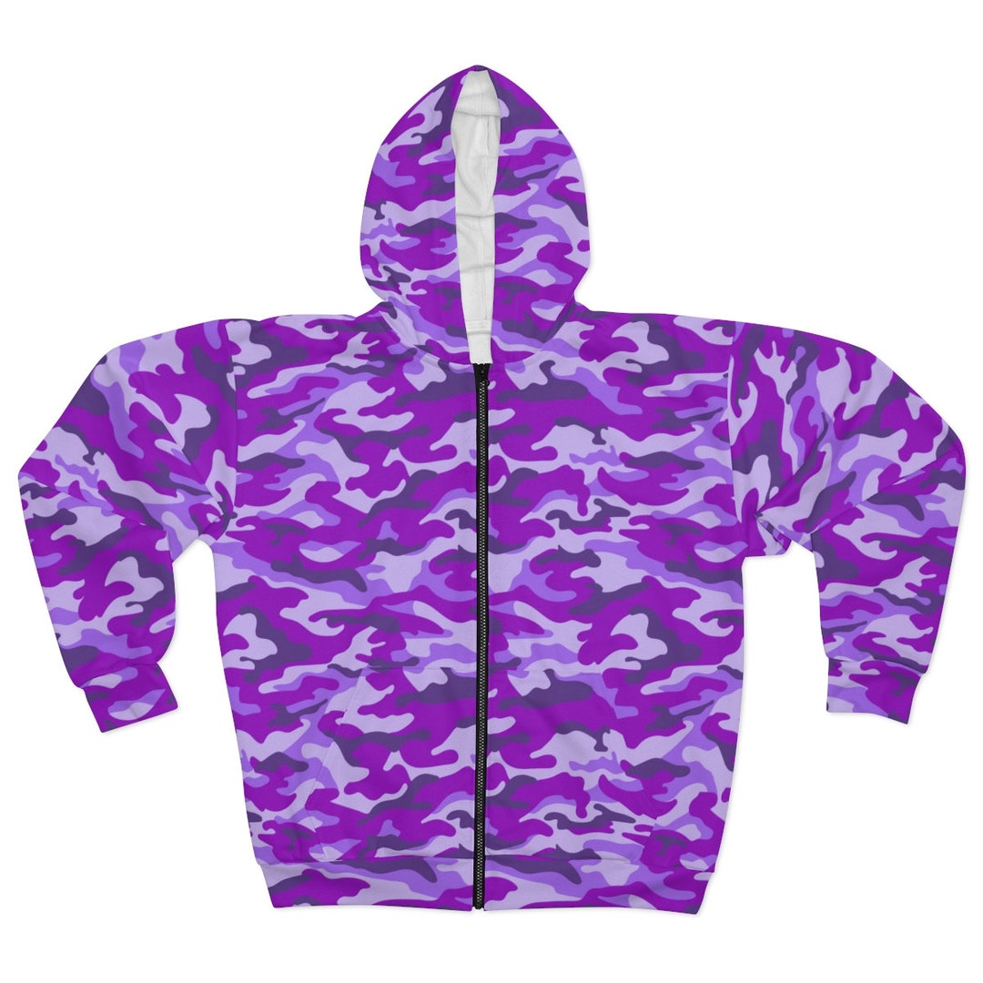 Purple Camo Zip Hoodie Purple Camo Jacket Long Sleeve Purple Camo ...