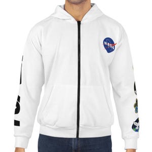 NASA Zip Hoodie Retro NASA Logo Hoodie Mission Patch Jacket Astronaut ...