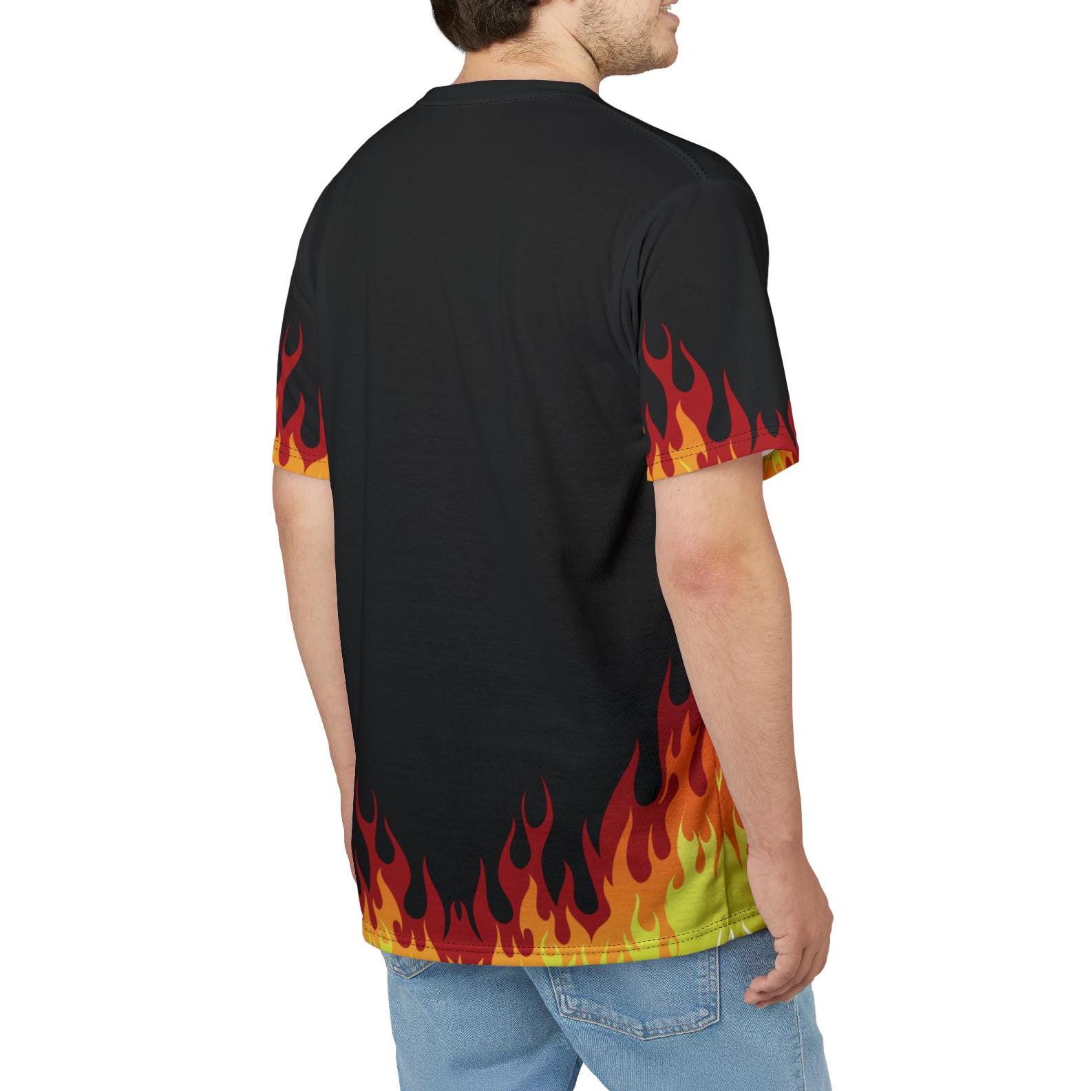 Flame T-shirt: Red & Black Fire All Over Print - Etsy