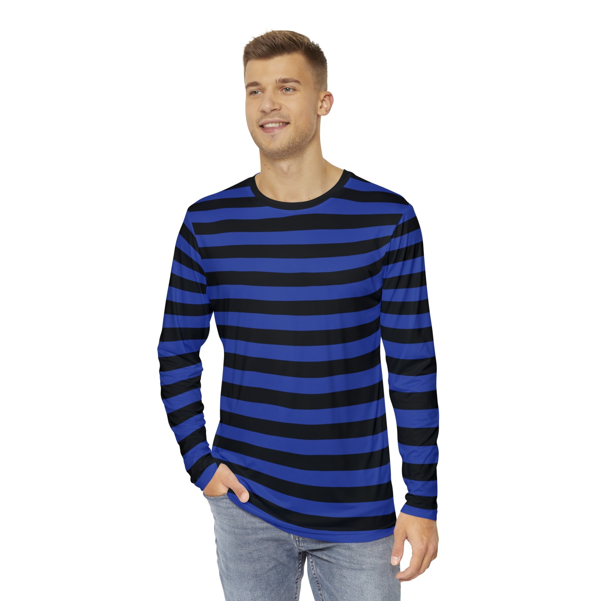 Black & Blue Striped T-shirt Gothic Shirt Emo Punk Rocker Blue Striped ...
