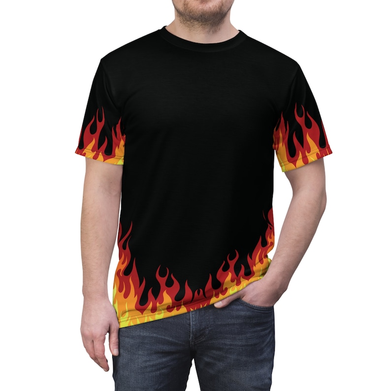 Flame T-shirt: Red & Black Fire All Over Print - Etsy