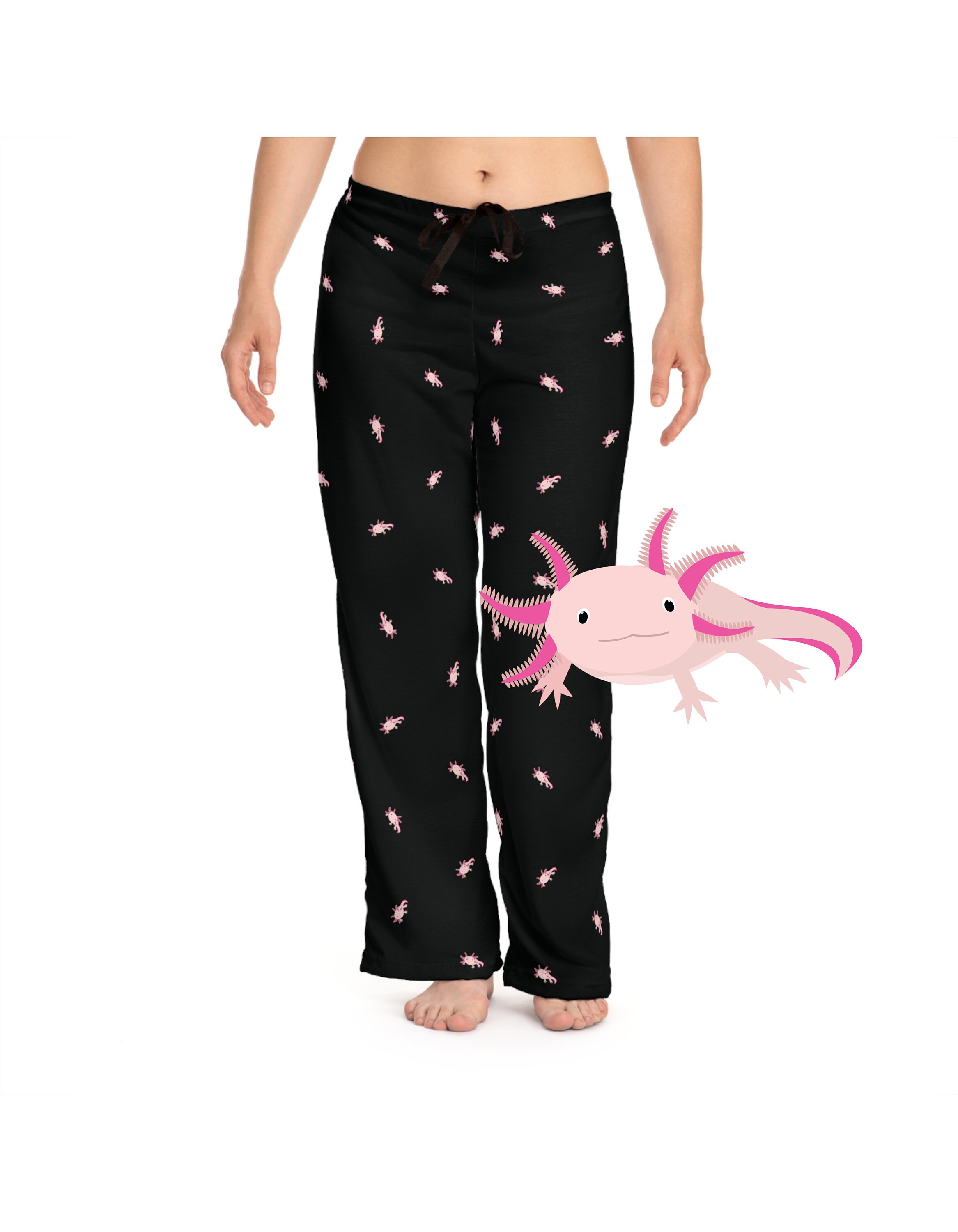 Axolotl PJ Pants Pink & Black Axolotl Pajama Bottoms Women's Axolotl Pj ...