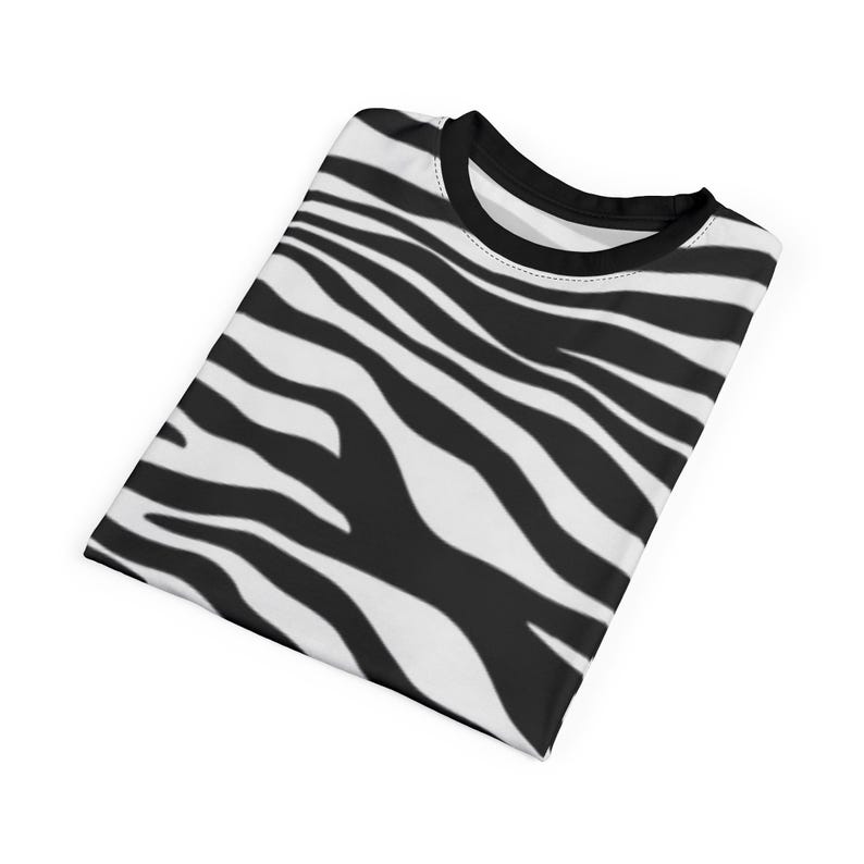 Zebra Print T-shirt: Black & White Striped Polyester Tee - Etsy