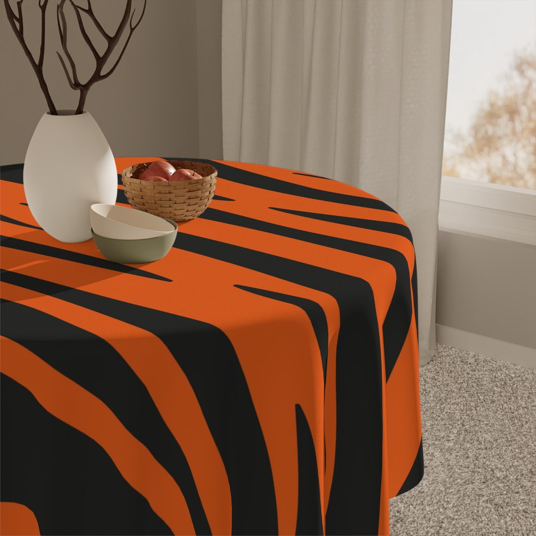 Orange Striped Bengal Tiger Tablecloth: Football Fan Dining Decor - Etsy