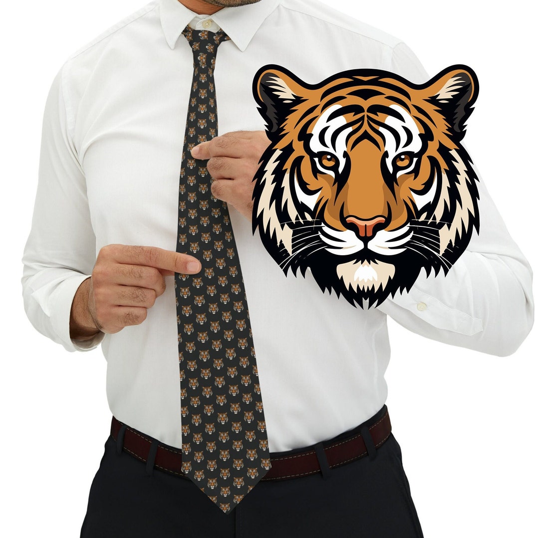 Tiger Necktie Bengal Tiger Necktie Tiger Face Tie Cincinnati Necktie ...