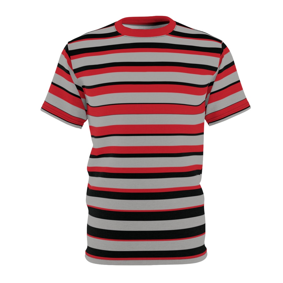 Red & Gray Striped Short Sleeve T-shirt - Etsy
