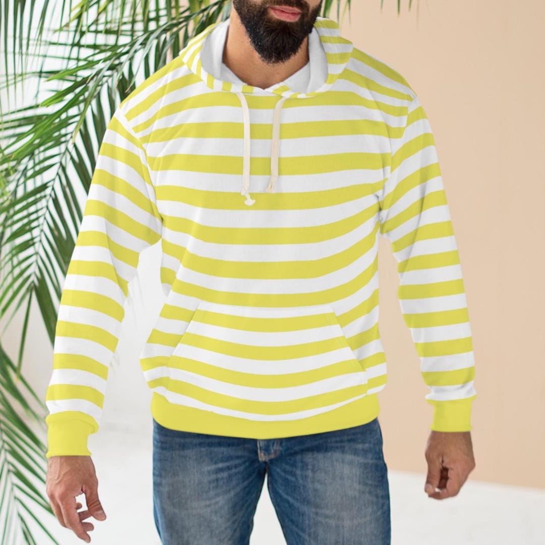 Yellow & White Striped Hoodie Unisex AOP Team Colors - Etsy