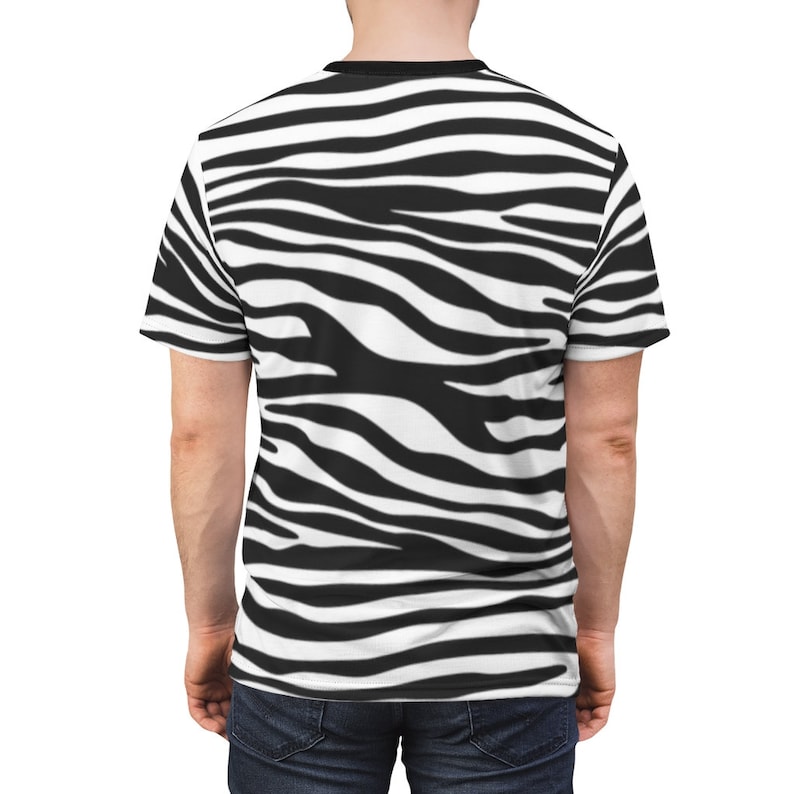 Zebra Print T-shirt: Black & White Striped Polyester Tee - Etsy