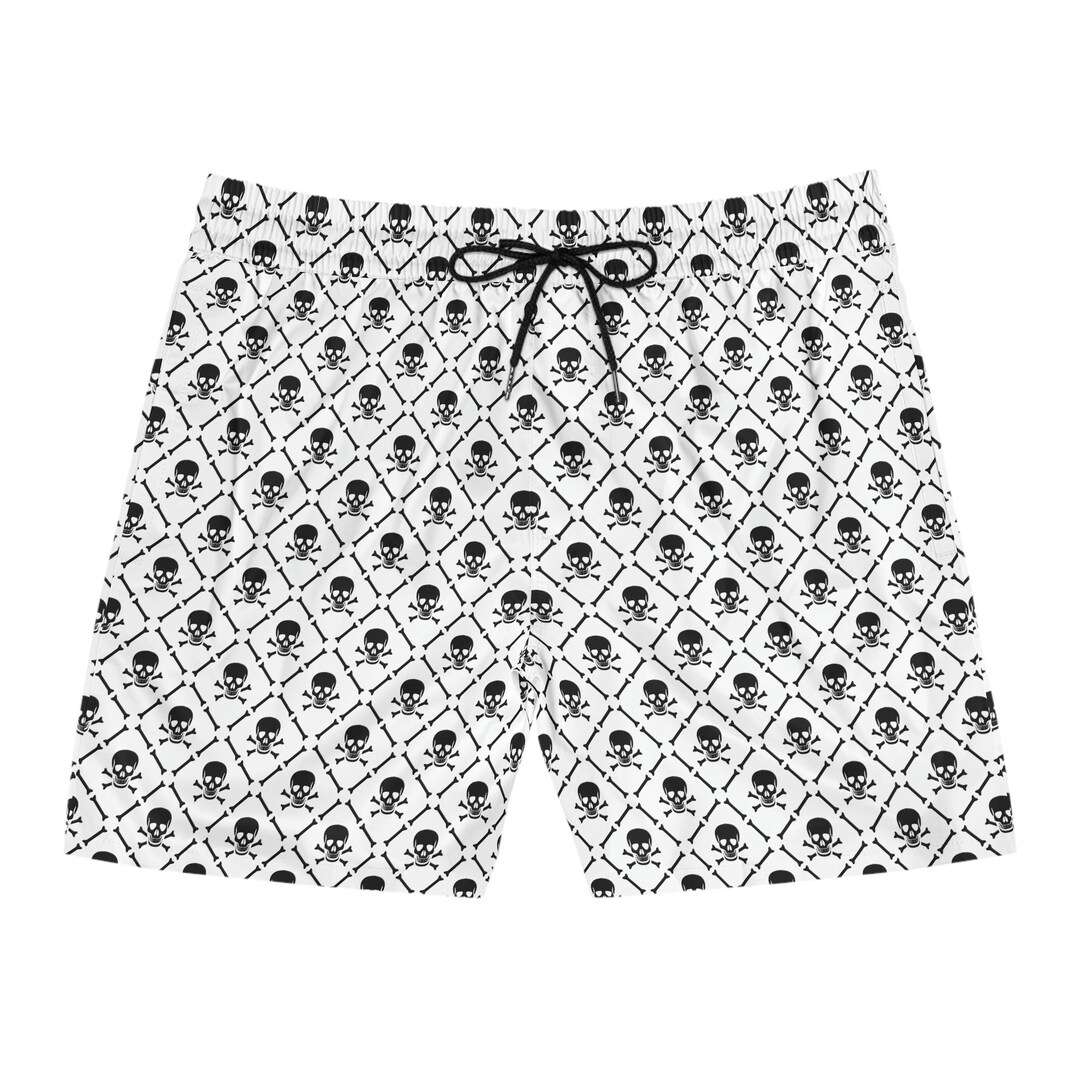 Skull & Bones Swim Trunks Gothic Swim Trunks Black and White Swim ...