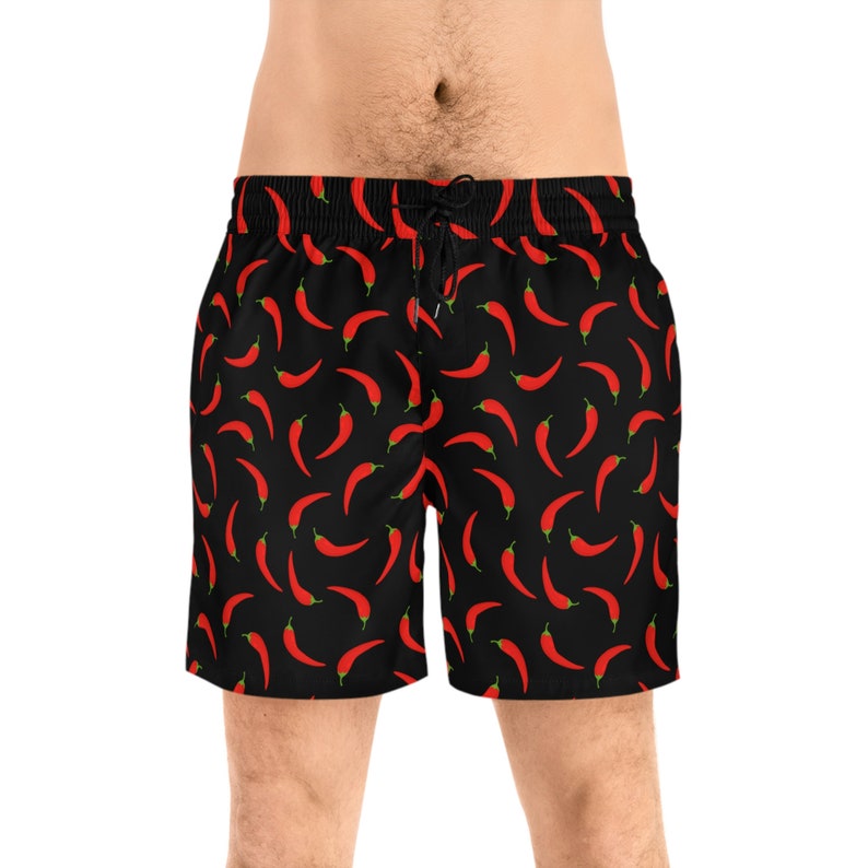 Chili Pepper Swim Trunks Red & Black Swim Trunks Funny Gift Idea Men's ...