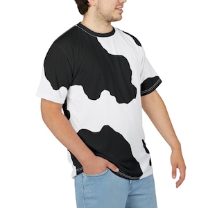 Cow Print T-shirt Black & White Tshirt Animal Print T-shirt Men's Cow ...