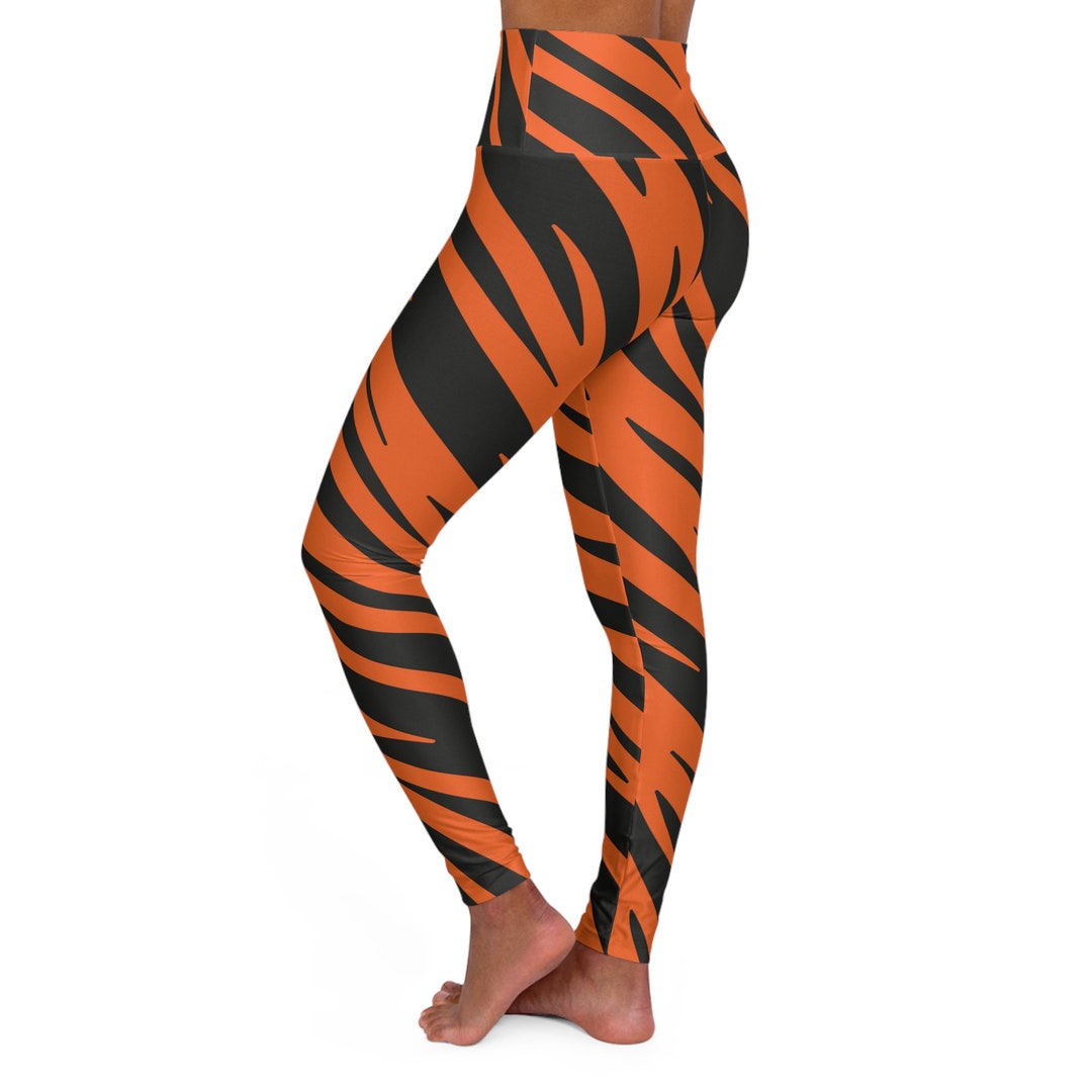 Bengal Tiger Leggings Striped Animal Print Orange & Black Leggings ...