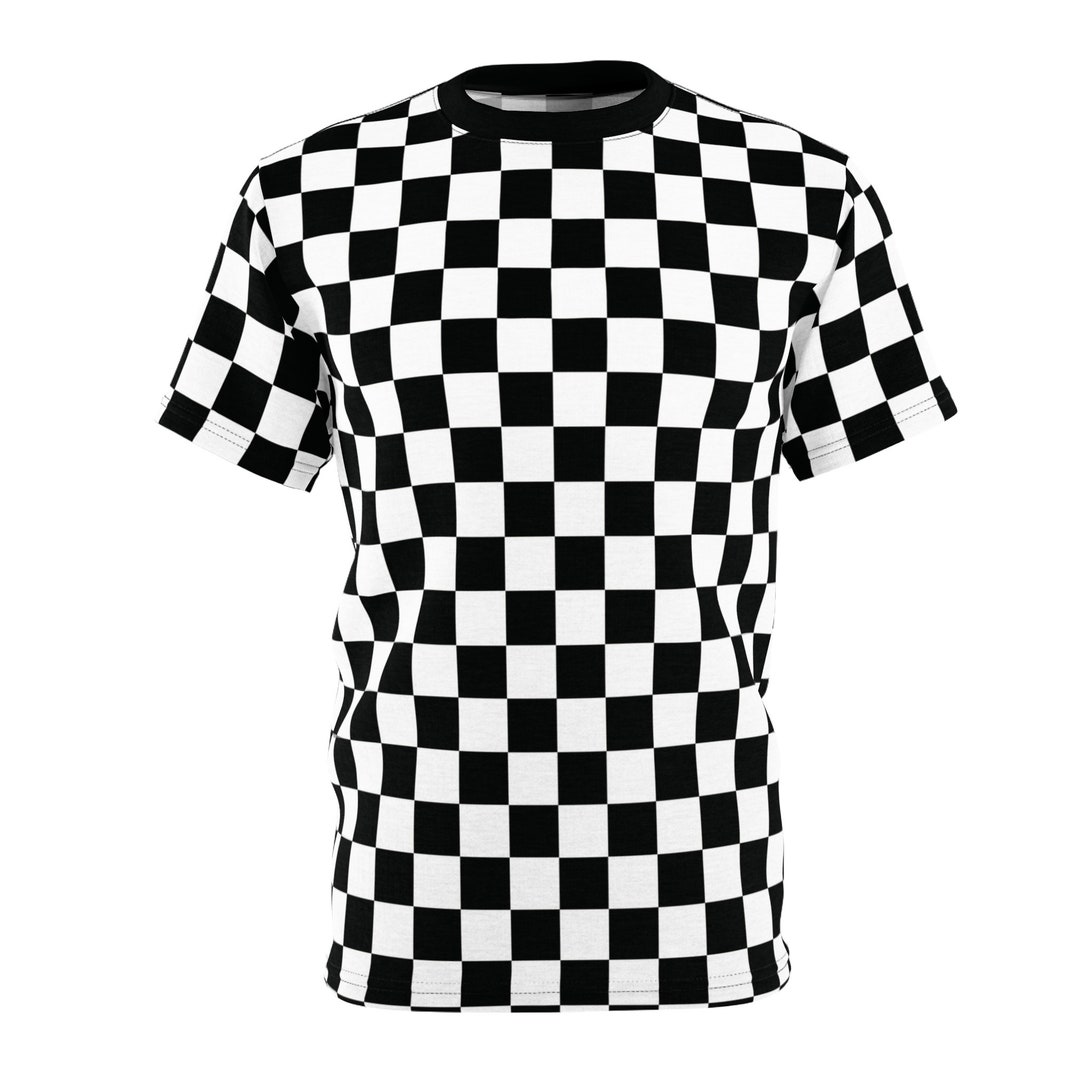 Checkerboard T-shirt Black & White T-shirt Unisex Short Sleeve ...