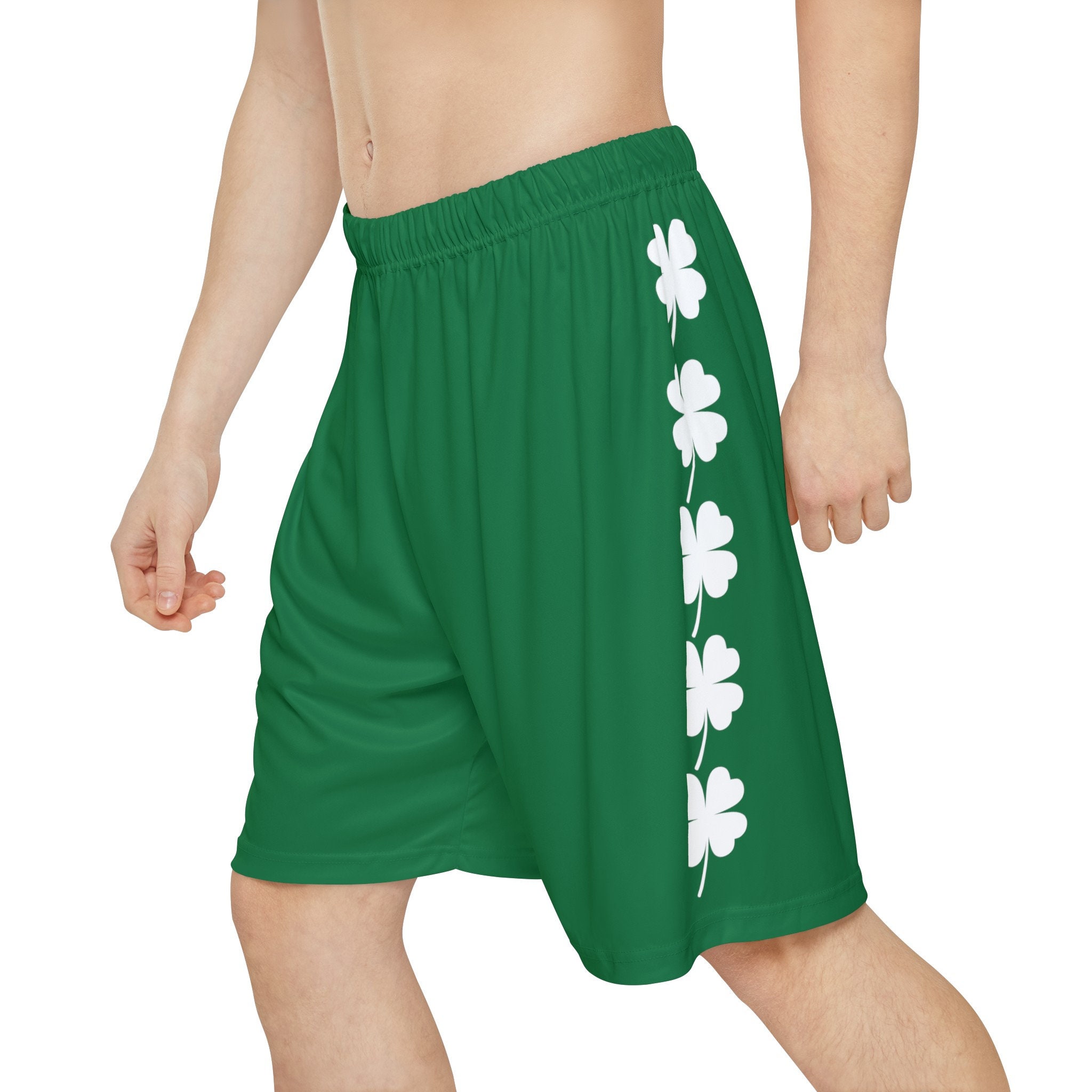 4 Leaf Clover Shorts Side Striped Shorts Green & White Shorts Irish ...