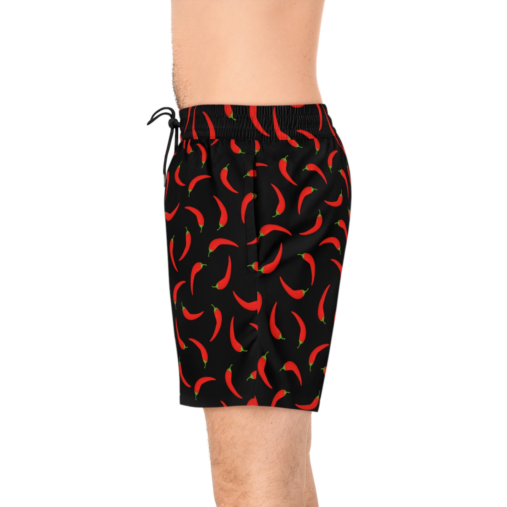 Chili Pepper Swim Trunks Red & Black Swim Trunks Funny Gift Idea Men's ...