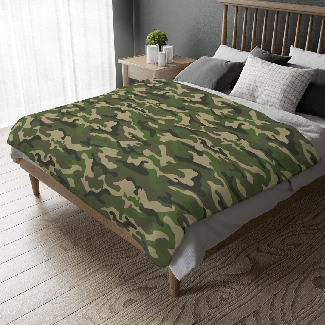 Army Camo Blanket Green Camouflage Throw Blanket Green Camo Bedding ...