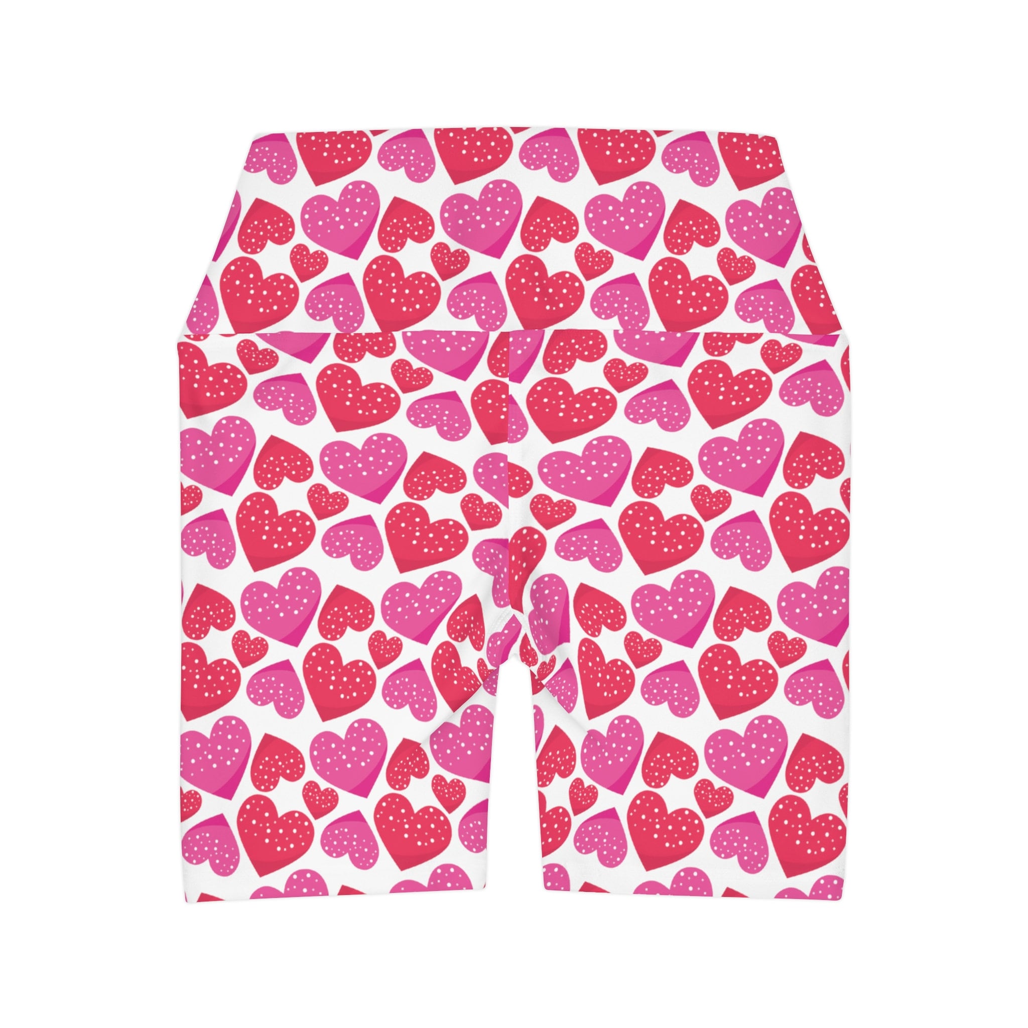 Pink & Red Shorts Heart Pattern Bike Shorts Valentine's Day Shorts Cute ...