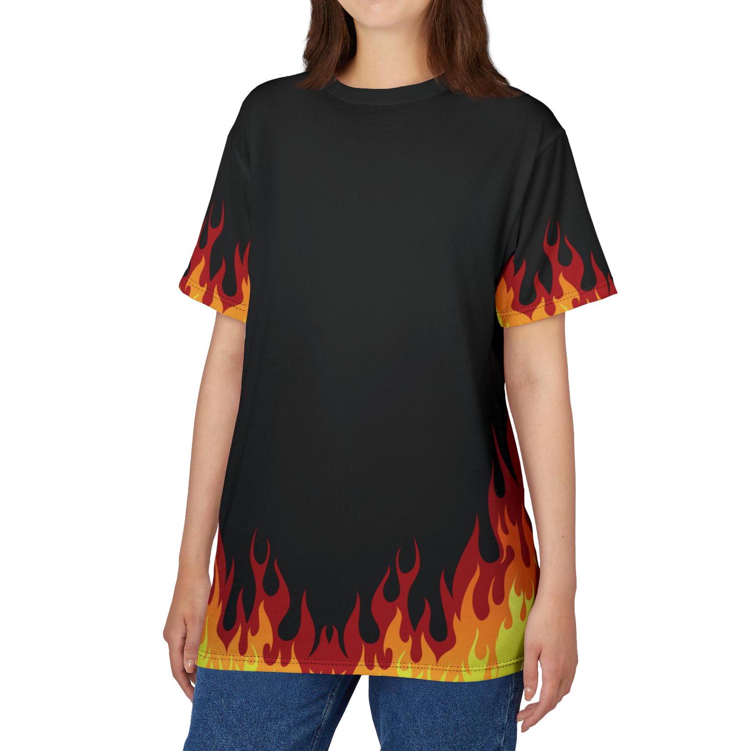 Flame T-shirt: Red & Black Fire All Over Print - Etsy