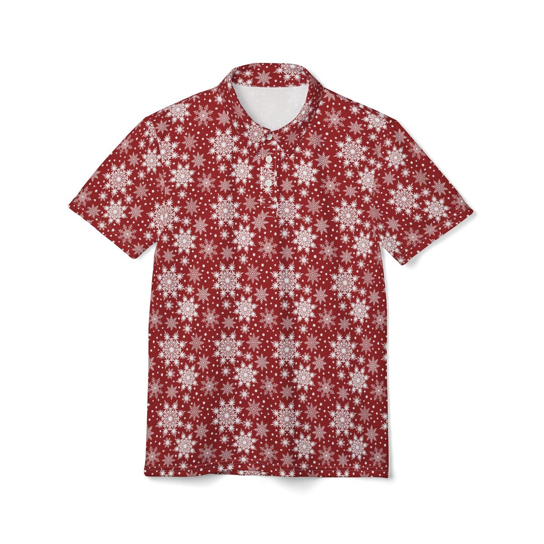 Red Snowflake Polo Shirt: Unisex Christmas Print - Etsy
