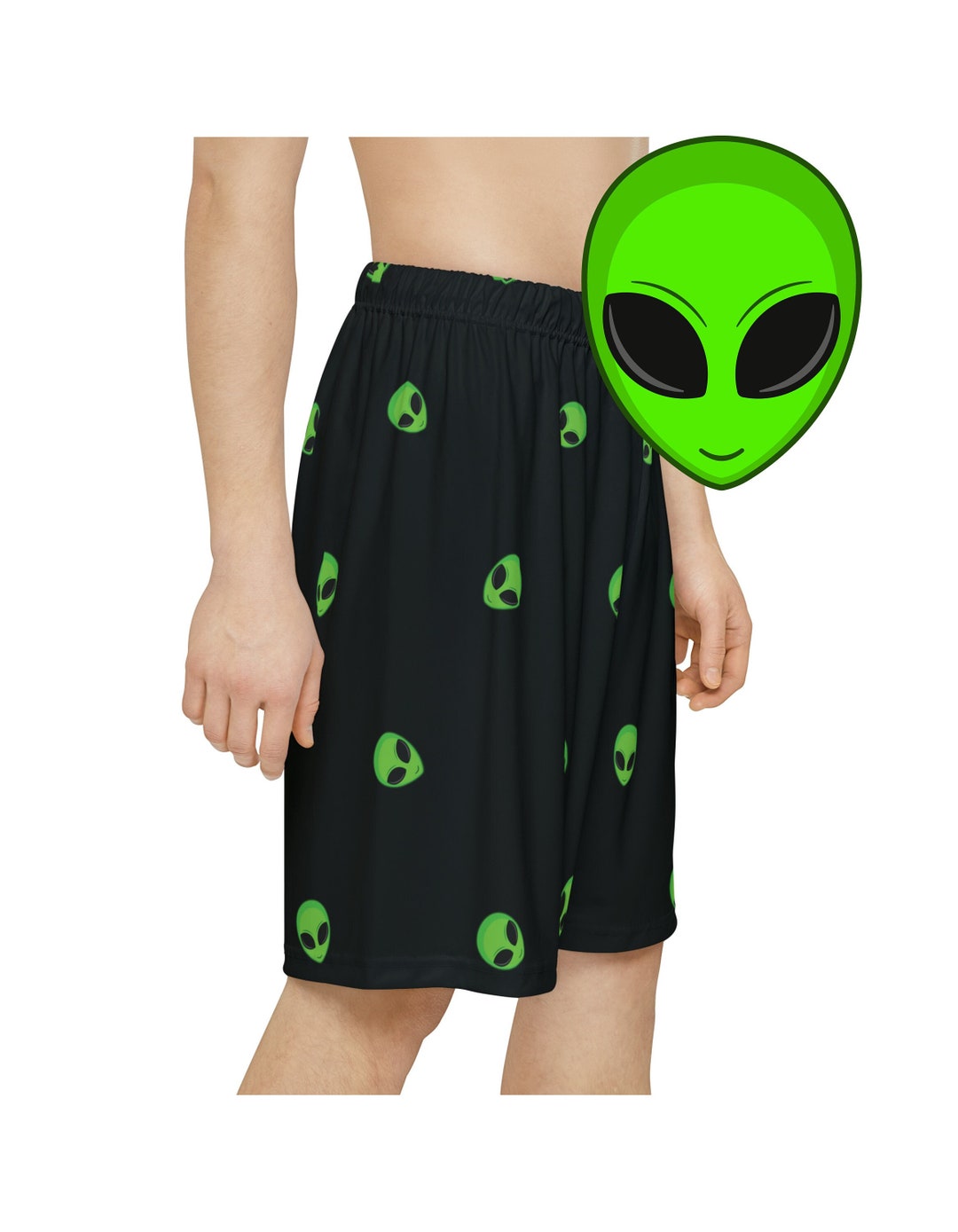 Men's Alien Shorts Alien Face Green & Black Shorts - Etsy