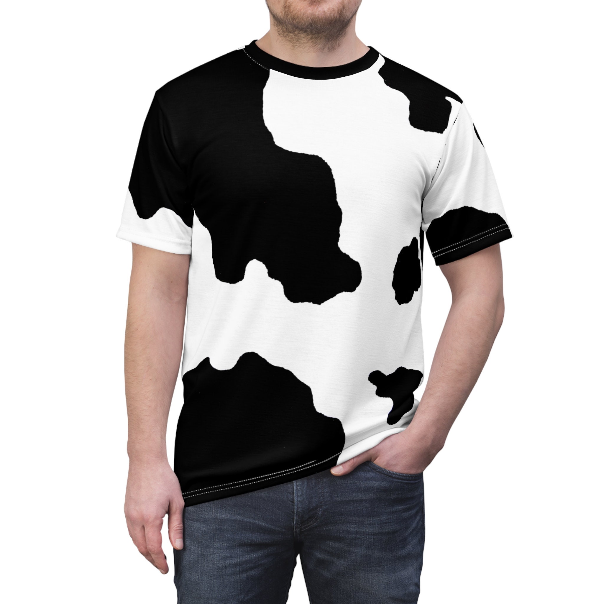 Camiseta con estampado de vaca Camiseta blanca y negra Camiseta con ...