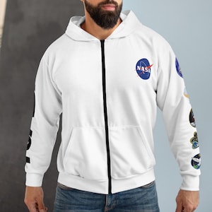 NASA Zip Hoodie Retro NASA Logo Hoodie Mission Patch Jacket Astronaut ...