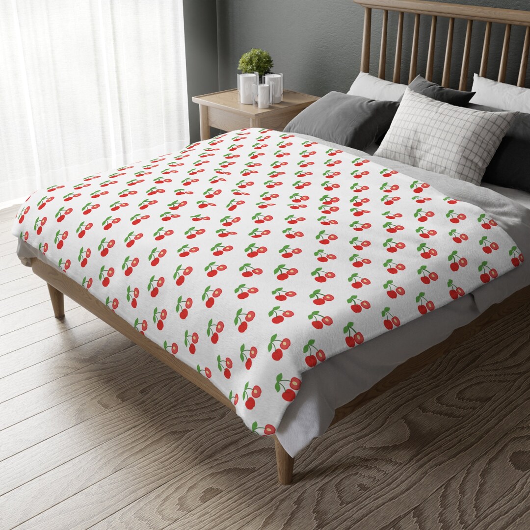 Cherry Blanket Red Cherries Throw Blanket Cherry Bedding Cherry Pattern ...
